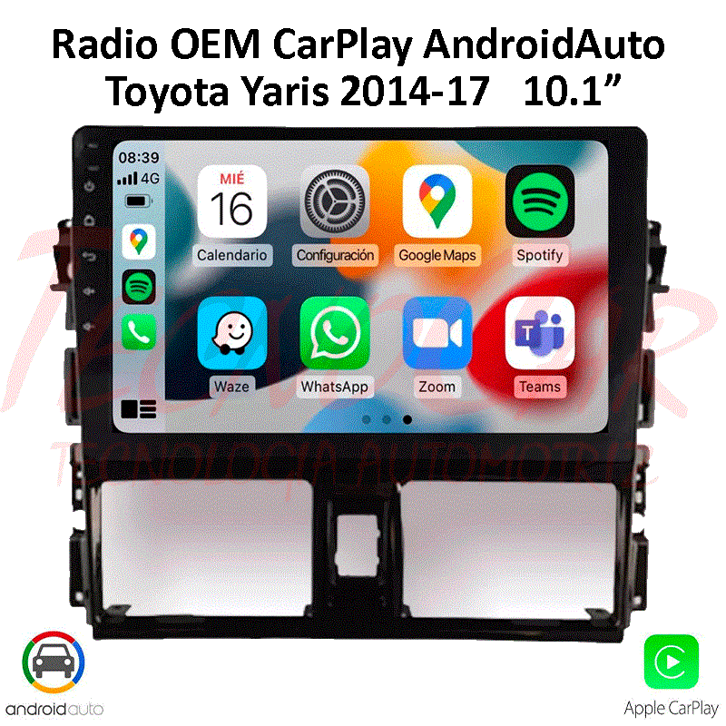 RADIO OEM 10.1" TOYOTA YARIS 2014-17 CARPLAY / ANDROID AUTO